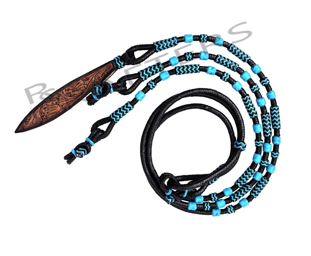 HAND BRAIDED RAWHIDE Show Romel Romal Reins Horse tack Black and ...