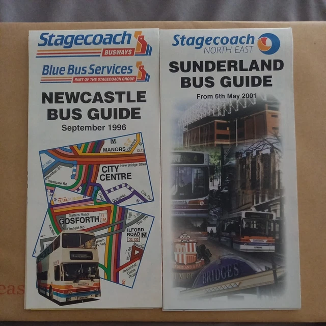 BLUE BUS SERVICES Busways Stagecoach Newcastle Sunderland Route Map ...