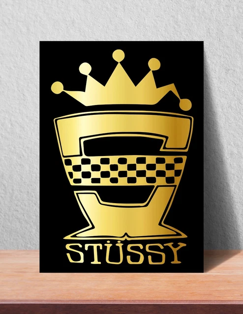LARGE RARE STUSSY Shop Display Sign **Printed On Thick Gold Mirrored ...