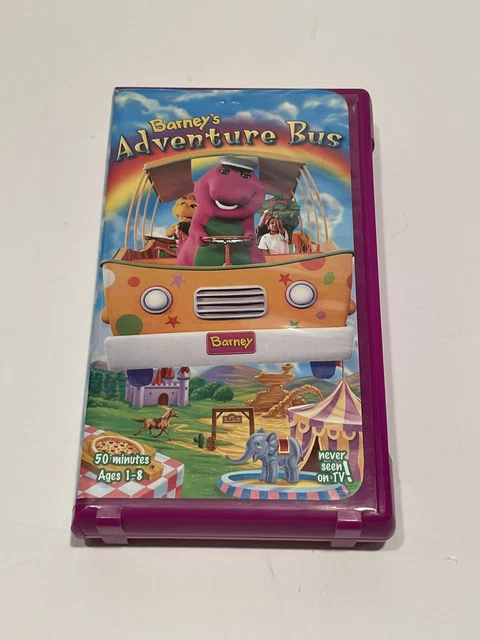 BARNEY’S ADVENTURE BUS VHS Video Tape RARE Sing Along Songs VTG Purple ...