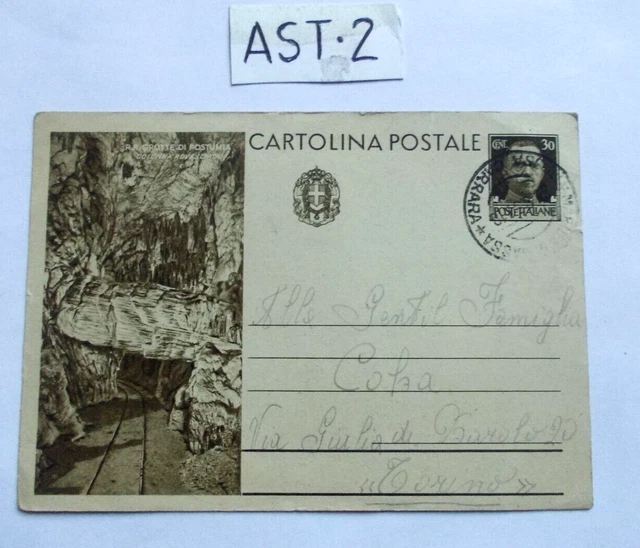 CARTOLINA POSTALE 30 Cent Propaganda Turistica 1937 Grotte Di Postumia ...