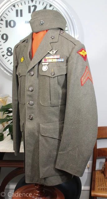 US WW2 NAMED USMC Marine Corps I Air Wing CBI Uniform Jacket Sterling ...