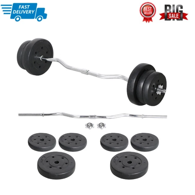 OLYMPIC BARBELL SET Dumbbell Weight Set 55lb Curl Bar for Gym Lifting ...