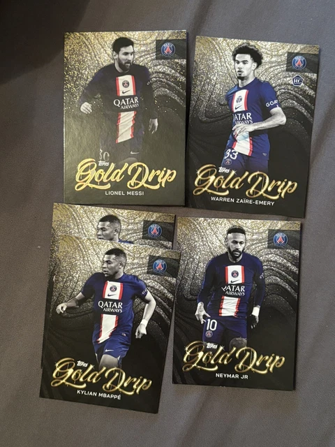LIONEL MESSI MBAPPE Zaire-Emery Neymar Jr Gold Drip Topps PSG Team Set ...