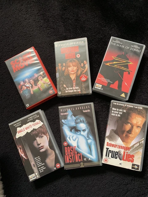 VHS VIDEO BUNDLE X 6 Inc Basic Instinct True Lies Mask Of Zorro ...