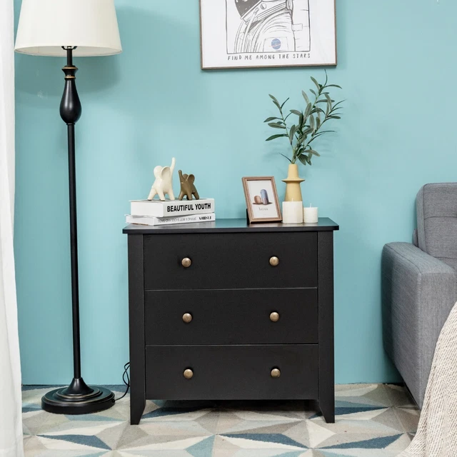 COMMODE CHAMBRE ADULTE Commode 3 Tiroirs avec 4 Pieds Meuble de ...