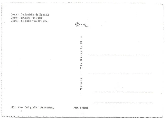 CARTOLINA LAGO DI Como ,Brunate - Funicolare - Vera Fotografia EUR 3,50 ...