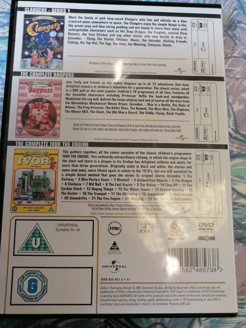 CLANGERS/BAGPUSS/IVOR THE ENGINE DVD (2007) cert U R2 UK VGC FREEPOST ...
