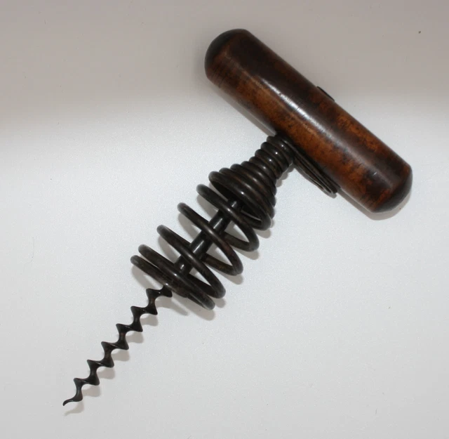 ANTIQUE SPRING BARREL Corkscrew with Paper Clip Stop - Wine Bottle ...