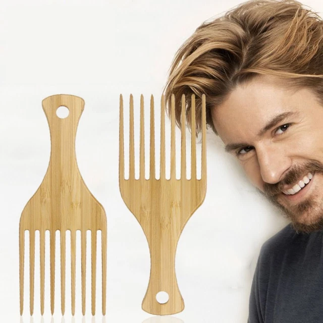 MASSAGE WOOD FORK Comb Professional Long Tooth Detangling Combs Home ...