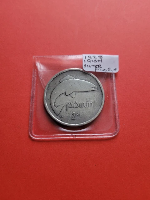 1928 IRISH SILVER Two Shilling Florin Coin Old Ireland 2s First Year ...