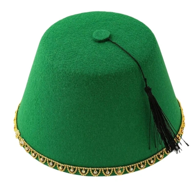 BEAD TRIM TARBOOSH Turkish Fez Hat for Men Traditional Moroccan Ottoman ...