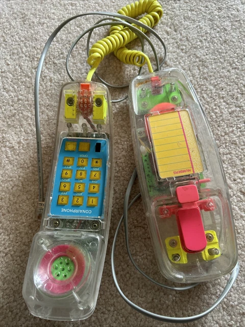 VINTAGE CONAIR TRANSPARENT Phone Retro 80s 90s Clear Duofone Red Yellow ...
