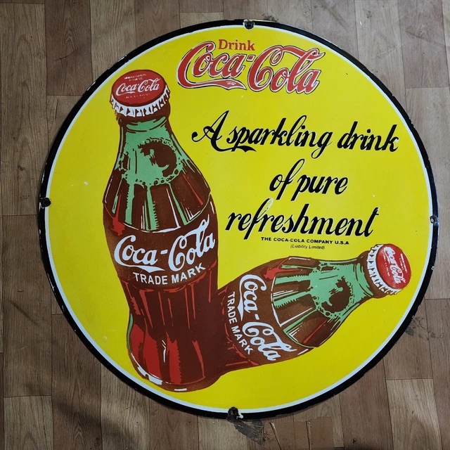 COCA-COLA PORCELAIN ENAMEL Sign 30 Inches Round $100.00 - PicClick