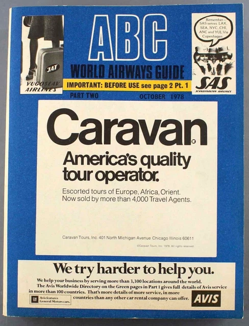 ABC WORLD AIRWAYS Guide October 1978 Airline Timetable Blue Book Libyan ...