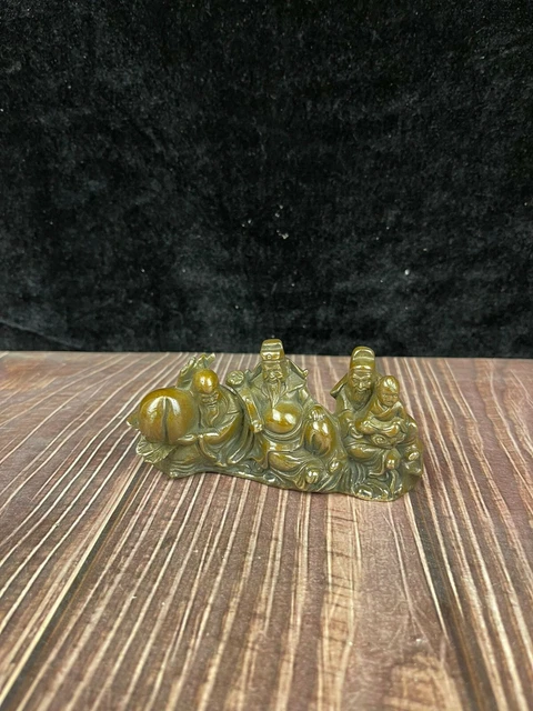PURE BRASS FENGSHUI 3 Longevity God Fu Lu Shou Ru Yi Peach Tongzi ...