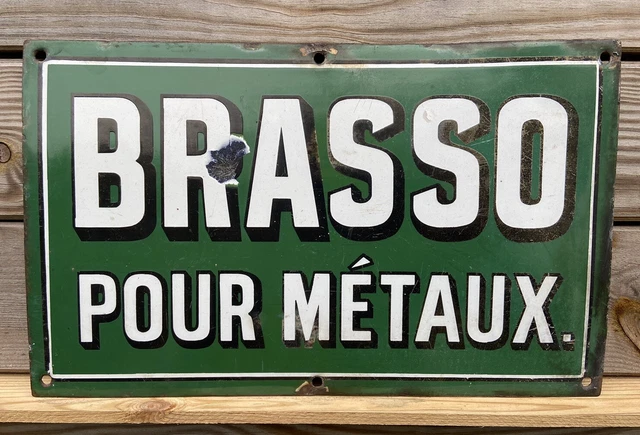 PLAQUE PUBLICITAIRE ÉMAILLÉE ancienne BRASSO POUR METAUX EUR 86,00 ...