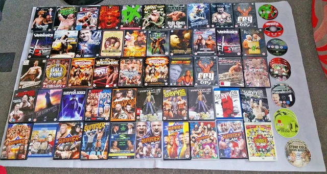 WWE WRESTLING DVDS wwf aew book magazine annual 50 greatest sticker ...