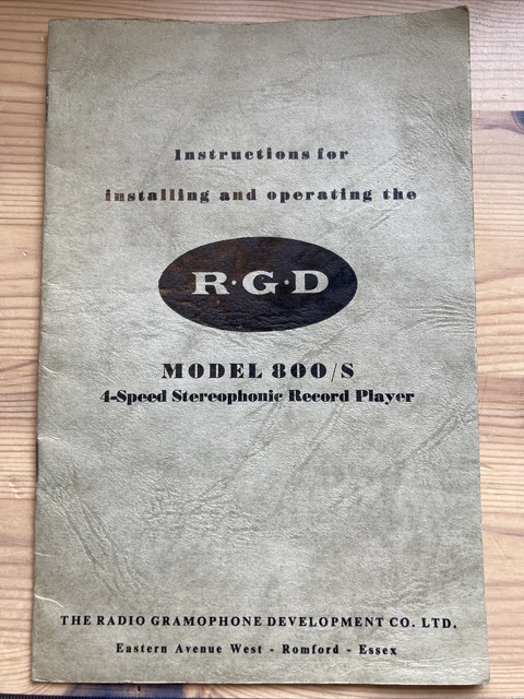 VINTAGE BROCHURE RGD Model 800/S Stereophonic Record Player £3.99 ...