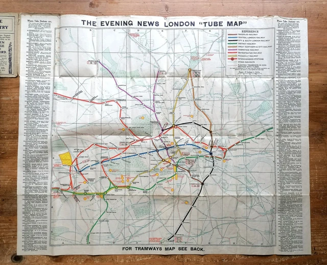 ORIGINAL 1910 EVENING News London Tube Map - Very Early London ...