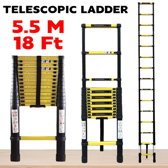 HEAVY DUTY 5.5M Multi-Purpose Aluminium Telescopic Loft Ladder ...