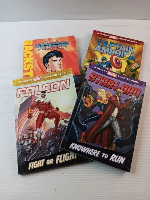 4 X MARVEL & DC Chapter Books Cpt America, Starlord, Superman, Falcon ...