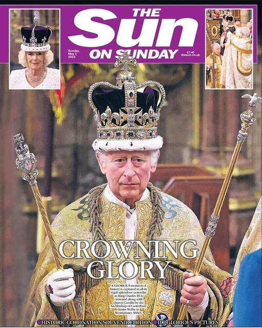 THE SUN ON Sunday Newspaper King Charles III Coronation Royal Souvenir ...