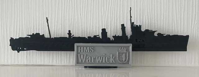 ROYAL NAVY WW2 Destroyer HMS Warwick D25 silhouette, Desktop ornament ...