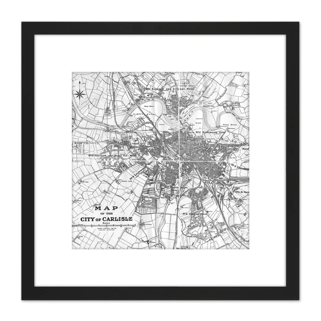 MAP 1931 CARLISLE City England Plan Chart Square Framed Wall Art 9X9 In ...