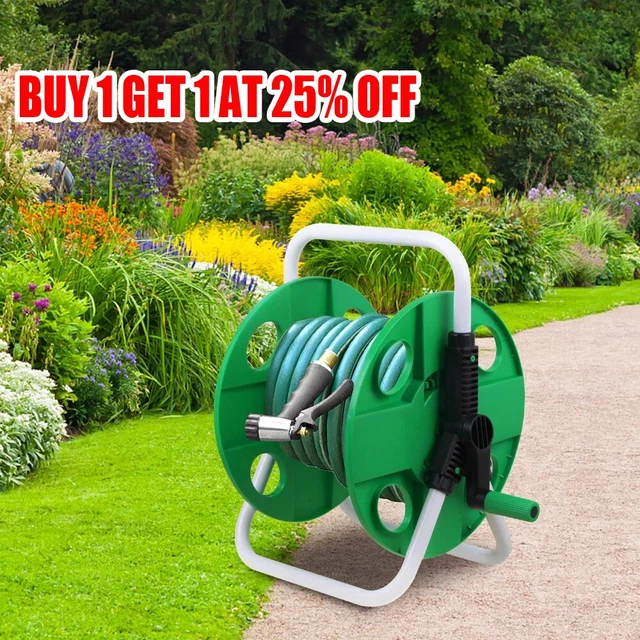 GARDEN HOSE REEL Trolley 50M Portable Water Pipe Free Standing Hose ...