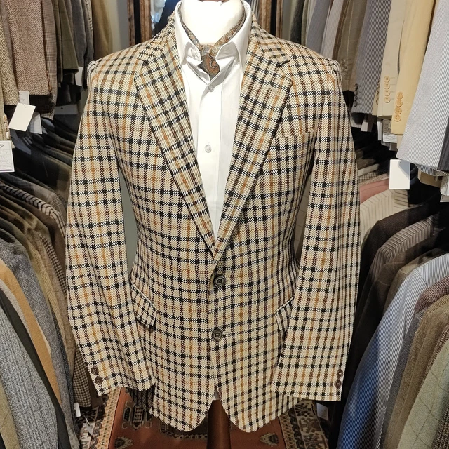 VINTAGE MENS 38R DAKS Tweed Check Suit Jacket Blazer Harris Style ...