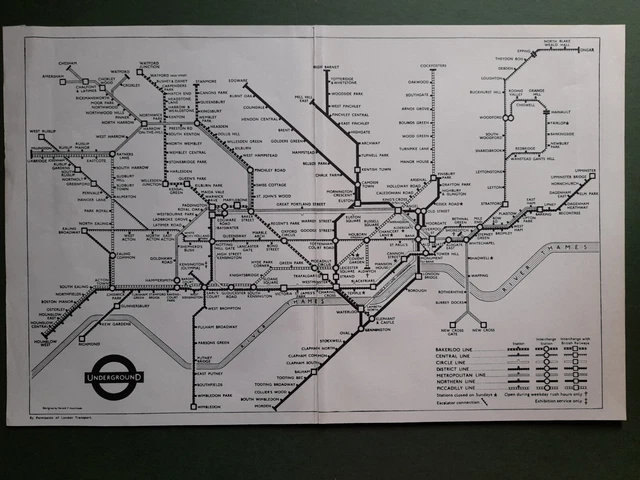 LONDON UNDERGROUND TUBE MAP DATED 1964 GEOGRAPHIA ATLAS 12"x8" £9.99 ...