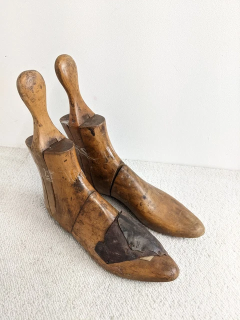 ANTIQUE WOODEN BOOT Lasts Circa 1910 Pair Of Shoe Forms Shoe Trees 10 1 ...