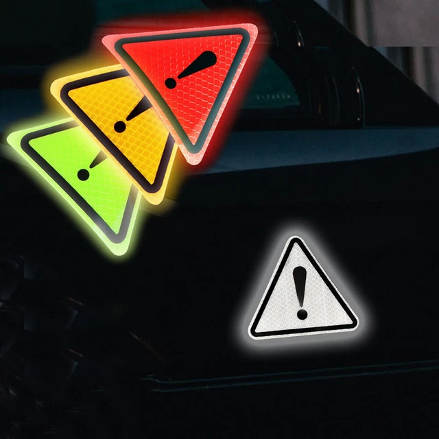 TRIANGLE EXCLAMATION MARK Reflective Warning Signs Sticker Night ...
