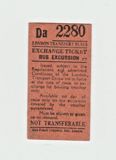 BUS TICKET LONDON Transport Exchange Ticket Bus Excursion £3.99 ...