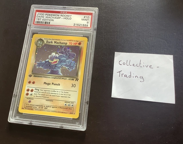 PSA 9 FIRST EDITION Dark Machamp Shiny/ Holo Pokemon Card Team Rocket ...