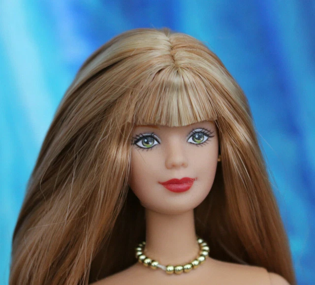 NUDE BARBIE HIGHLIGHTED Blonde hair TnT green eyes bangs Mackie NEW for ...