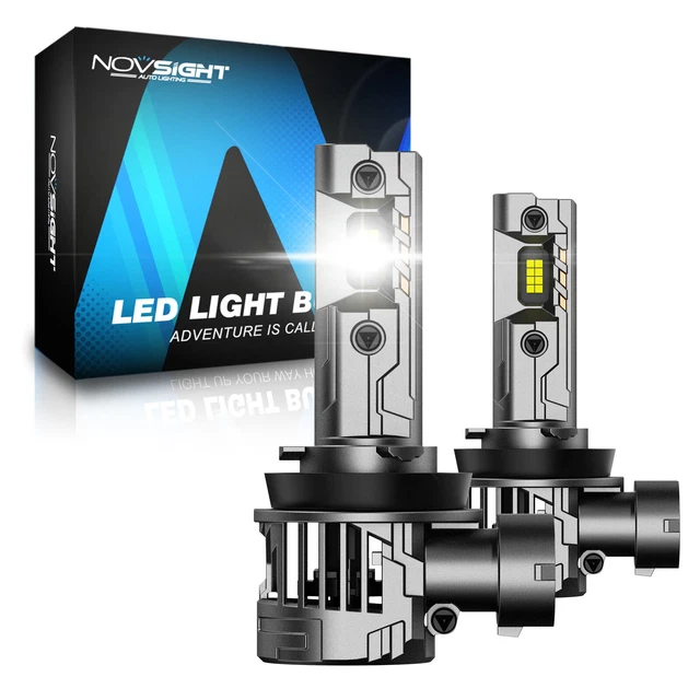 NOVSIGHT H11 H8 H9 LED Headlight Globes Bulbs 100W 24000LM Hi Low Beam ...