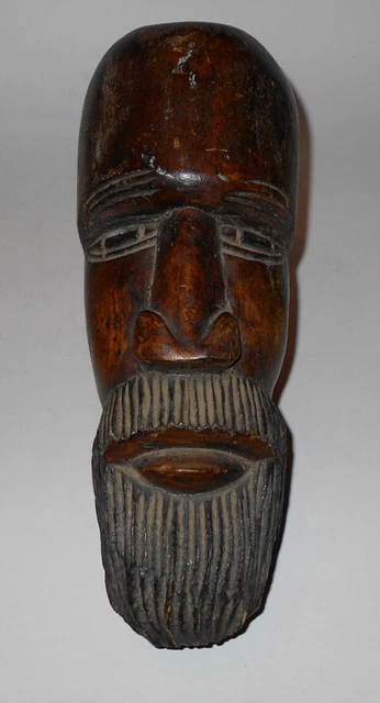 VTG JAMAICAN HAND Carved Wood Male Bust Figure Folk Art Rasta ...