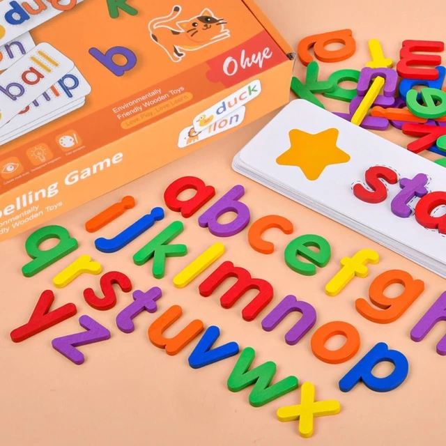 WOODEN LETTERS CARD 26 Alphabet Letter for Early Education Toy EUR 12 ...
