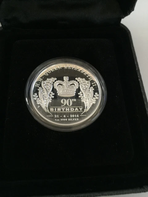2016 $1 QUEEN Elizabeth II 90th Birthday 1oz Silver Proof High Relief ...