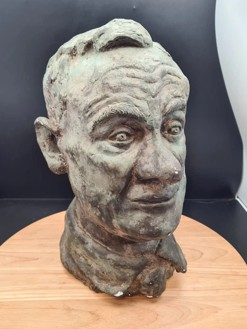 VINTAGE MID CENTURY Brutalist 60s 70s Artists Male Bust Sculpture ...