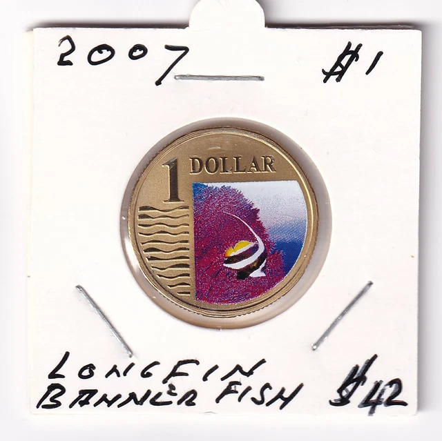 AUSTRALIAN: 2007 $1 Ocean Series Longfin Bannerfish Unc Coin In 2X2 ...