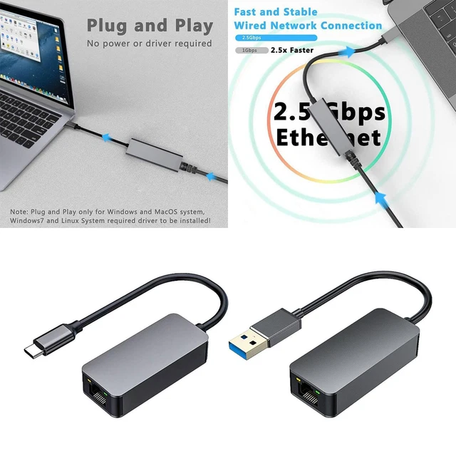 ETHERNET ADAPTER ALUMINUM Shell Cable Plug and Play Network £15.11 ...