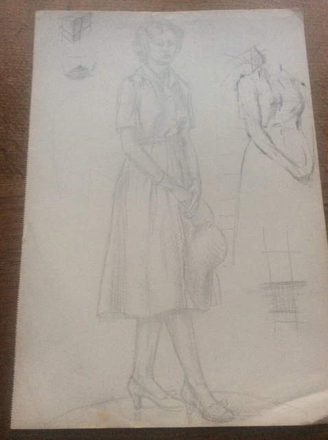 1930S LILLIAN MINGAY Pencil Drawing 14x10” Lady with Hat Sketch £31.45 ...