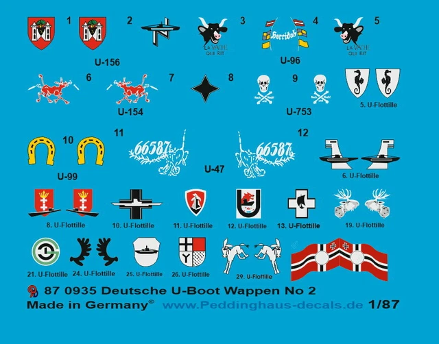 PEDDINGHAUS-DECALS 1/87 0935 German u Boat Coat of Arms Flotilla And ...