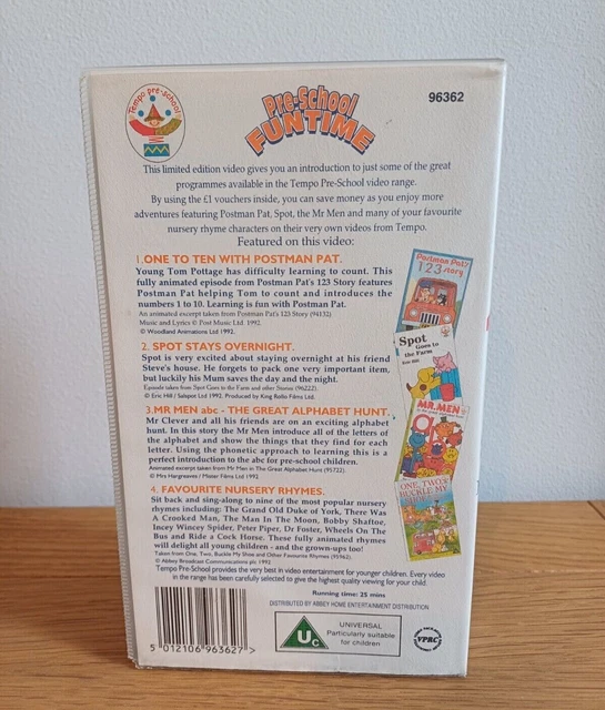 PRE-SCHOOL FUNTIME VHS Video Tested [Postman Pat, Spot, Mr.men, Nursery ...