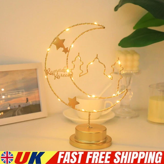 LED RAMADAN MOON Lamp Metal Half Moon Night Light for Home Decor (Moon ...