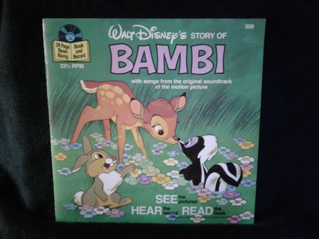 1977 WALT DISNEY Bambi Read Along See & Hear Vintage Disneyland Record ...