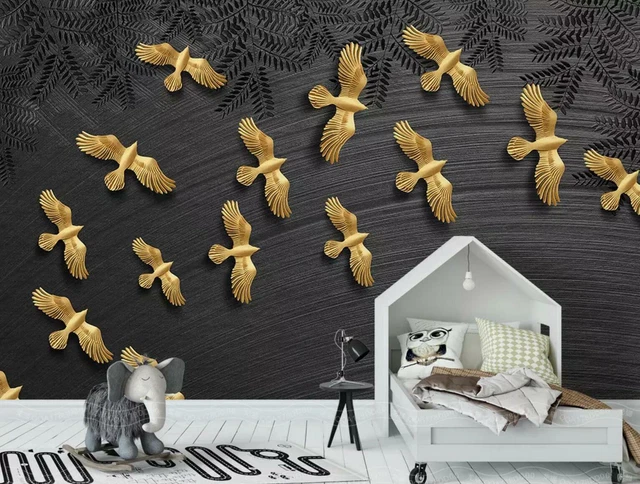 3D GOLDEN FLYING Bird 7093NA Wallpaper Wall Mural Removable Self ...